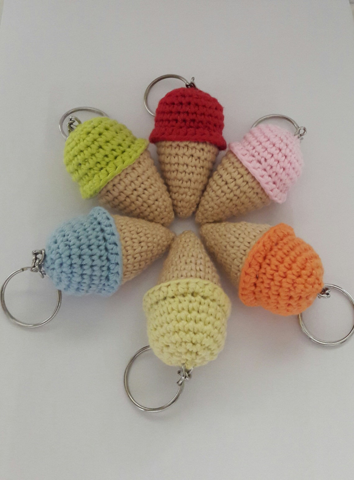 Mini Ice Cream Keychain, Crochet Keychain, Crochet Key Chains Amigurumi ...