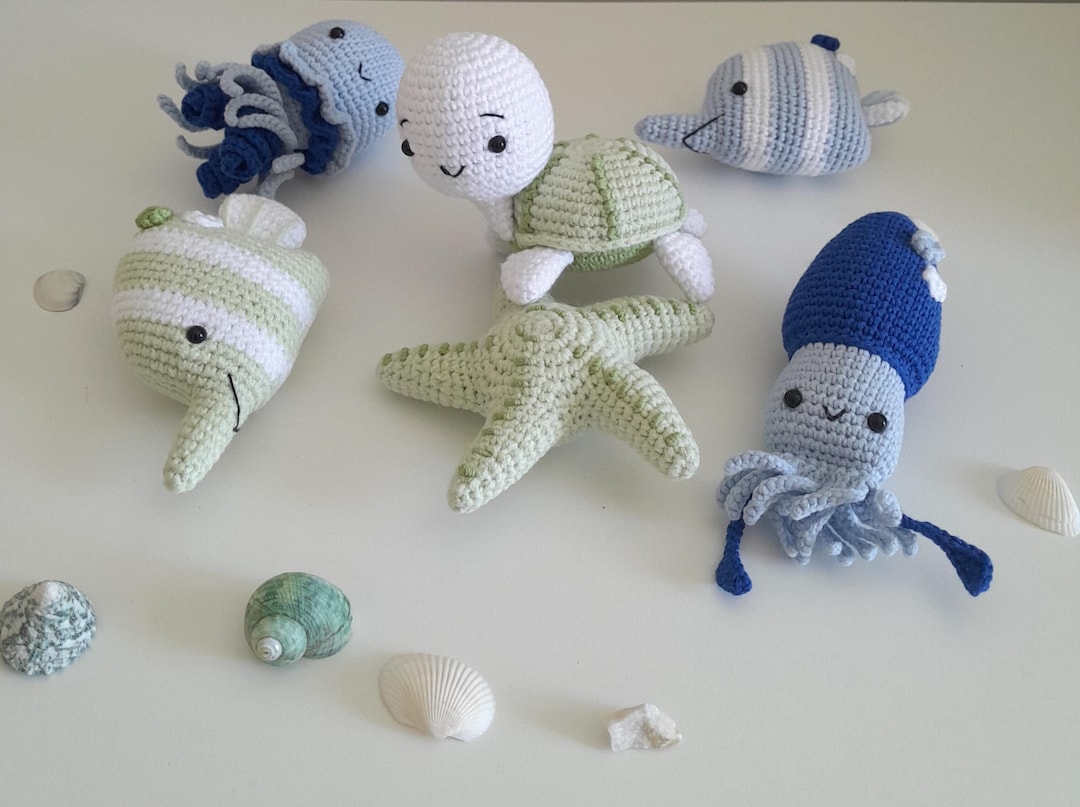 Cute Sea Animal Plushies – Handmade Amigurumi Gifts for Kids Fish ...