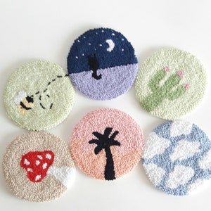 Handmade Coaster / Punch Needle Coaster / Punch Needle Mug Rug / Tufted ...