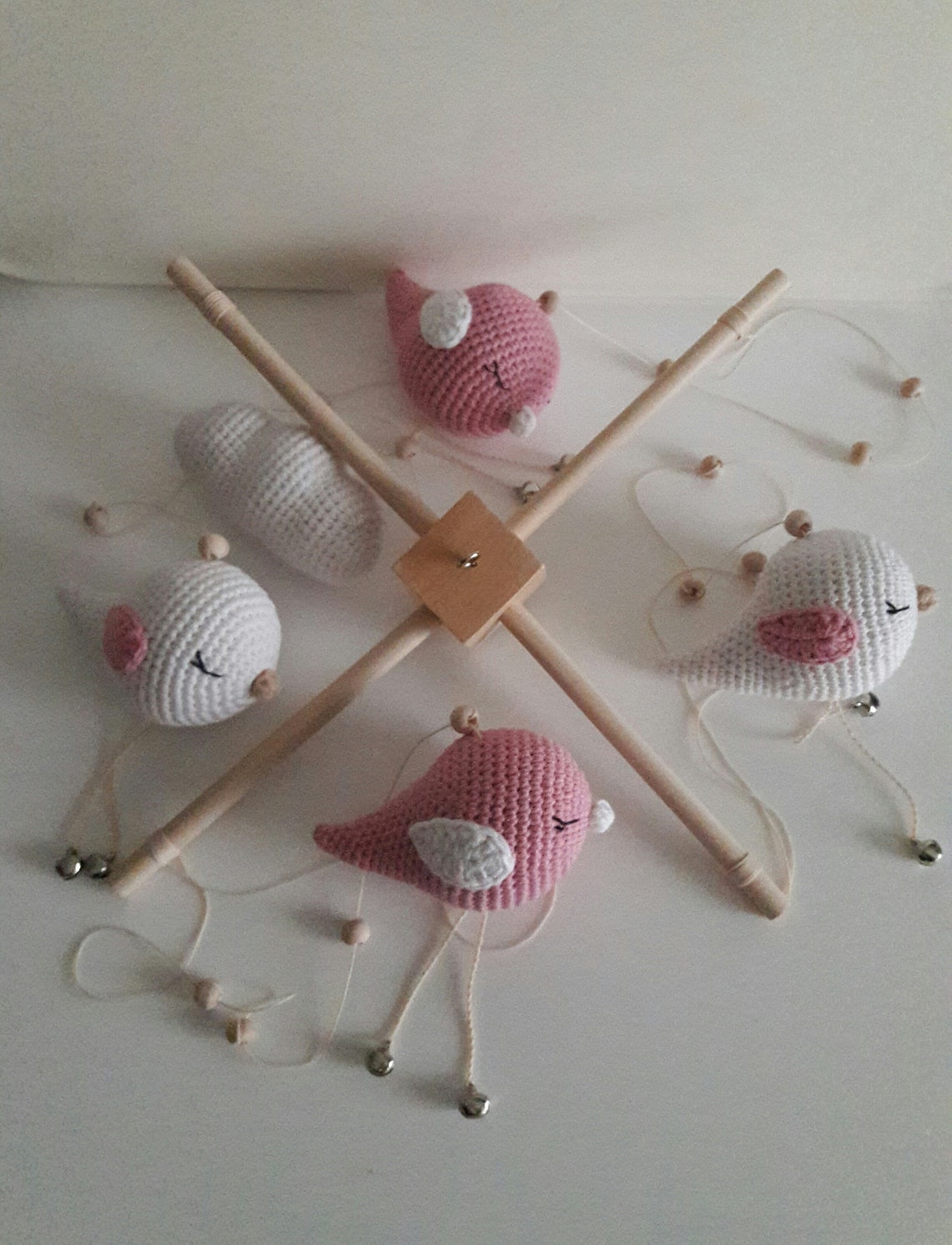 Crochet Bird Baby Mobile, Scandinavian Nursery Decor, Mobile Crib ...