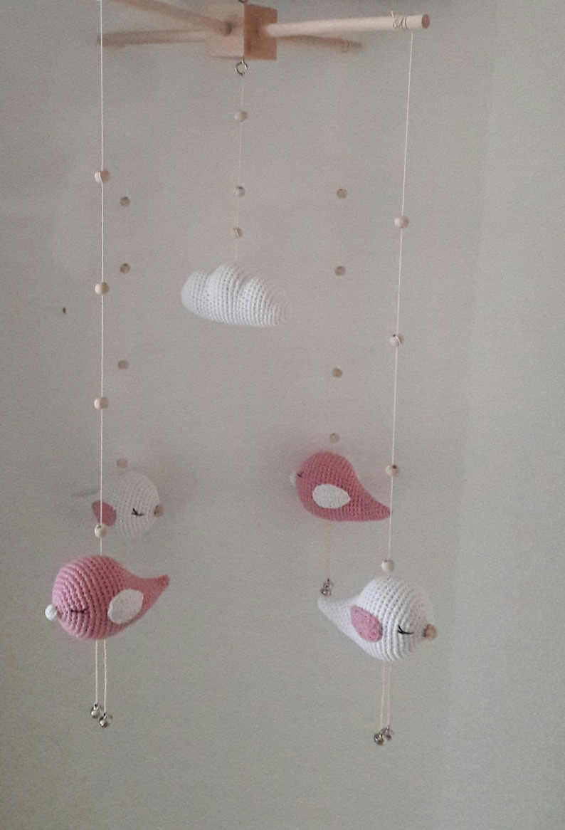 Crochet Bird Baby Mobile, Scandinavian Nursery Decor, Mobile Crib ...
