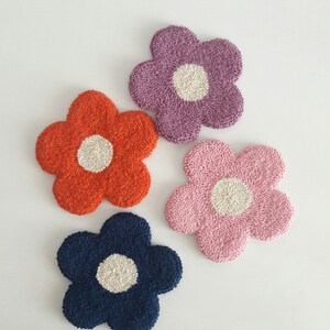 Punch Needle Flower Coaster,set of 2, Handmade Mug Rug,drink Coaster ...