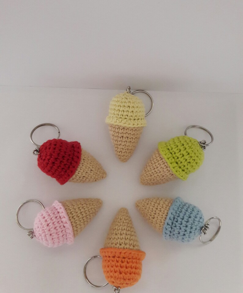 Mini Ice Cream Keychain, Crochet Keychain, Crochet Key Chains Amigurumi ...