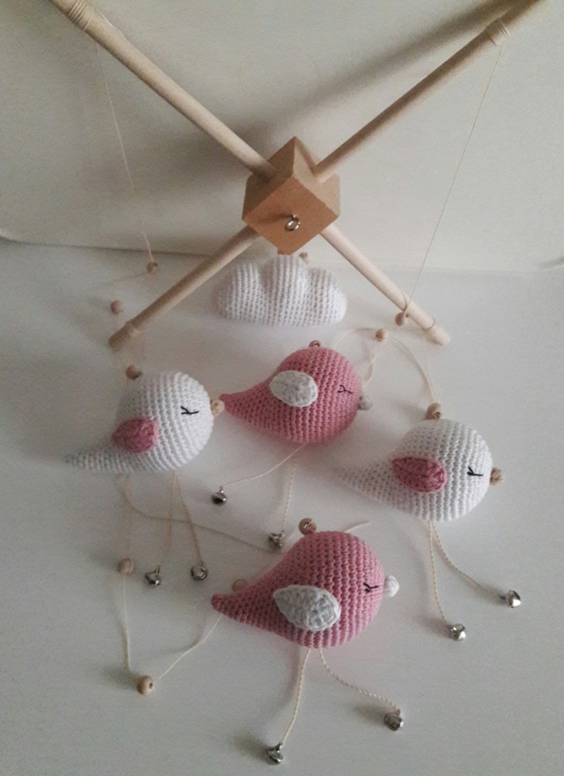 Crochet Bird Baby Mobile, Scandinavian Nursery Decor, Mobile Crib ...