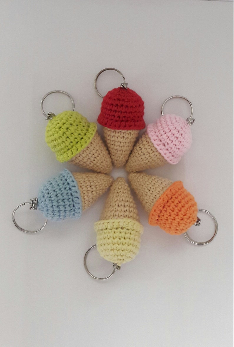 Mini Ice Cream Keychain, Crochet Keychain, Crochet Key Chains Amigurumi ...