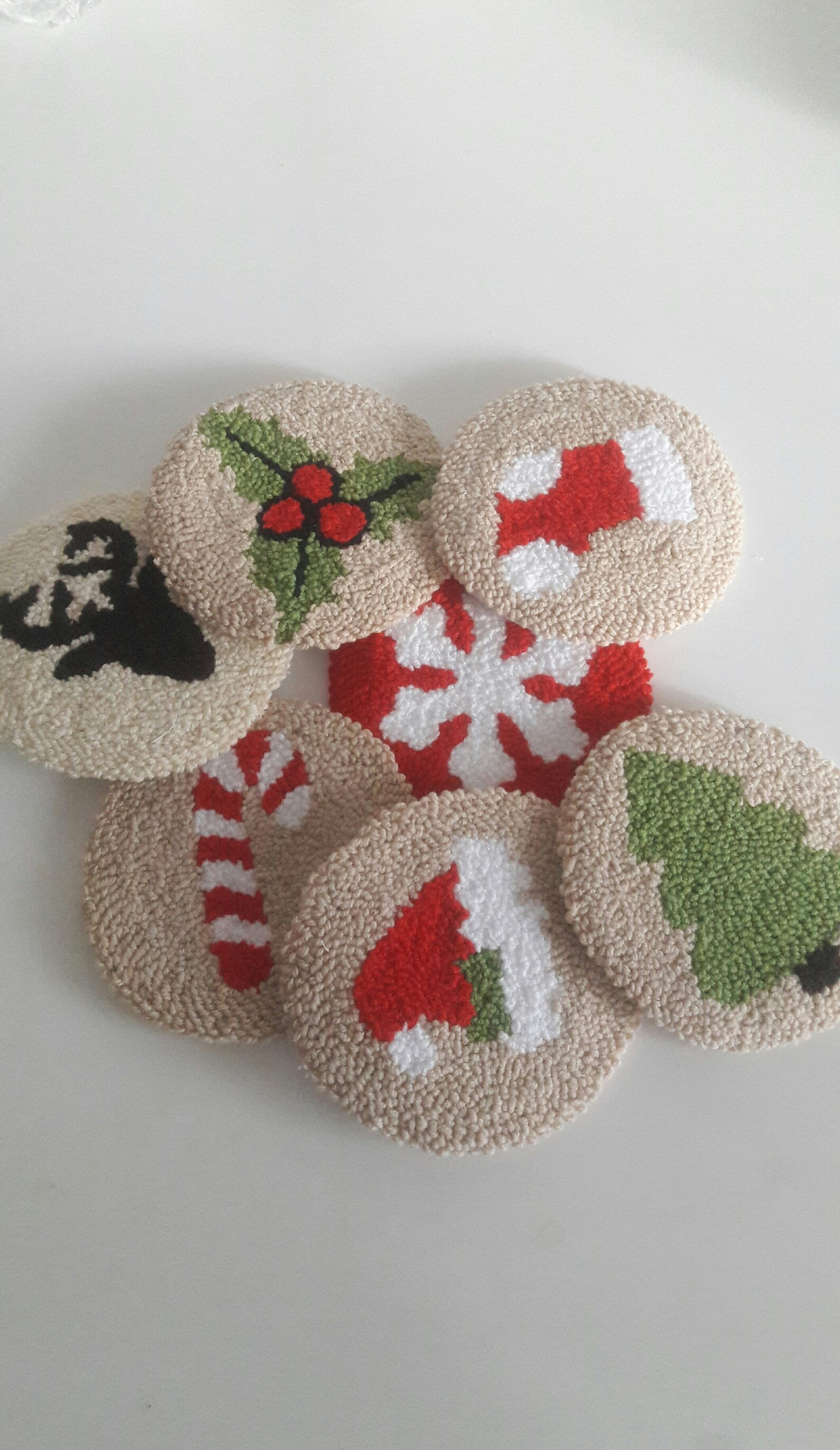 Christmas Punch Needle Coaster Coffee Coastershandmade Rug - Etsy