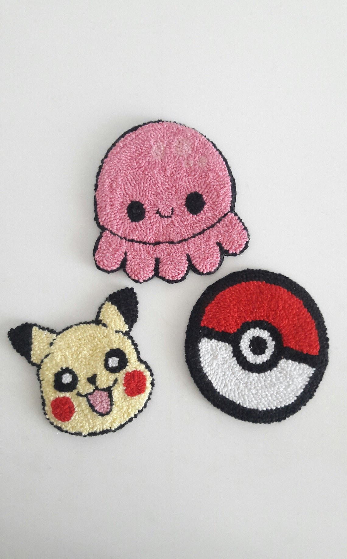 Punch Needle Coaster,set of 2, Pokemon,jellyfish Handmade Mug Rug,drink ...