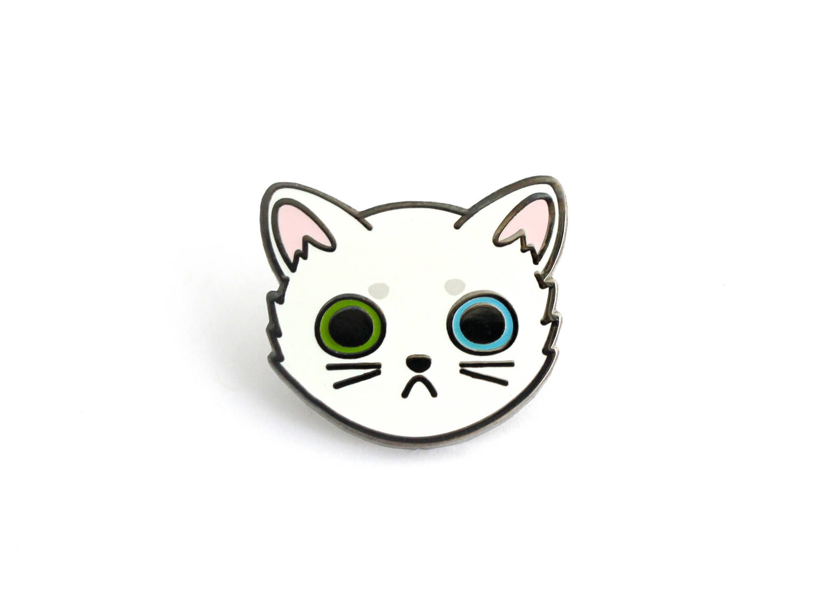 White Cat Face Pin - Etsy