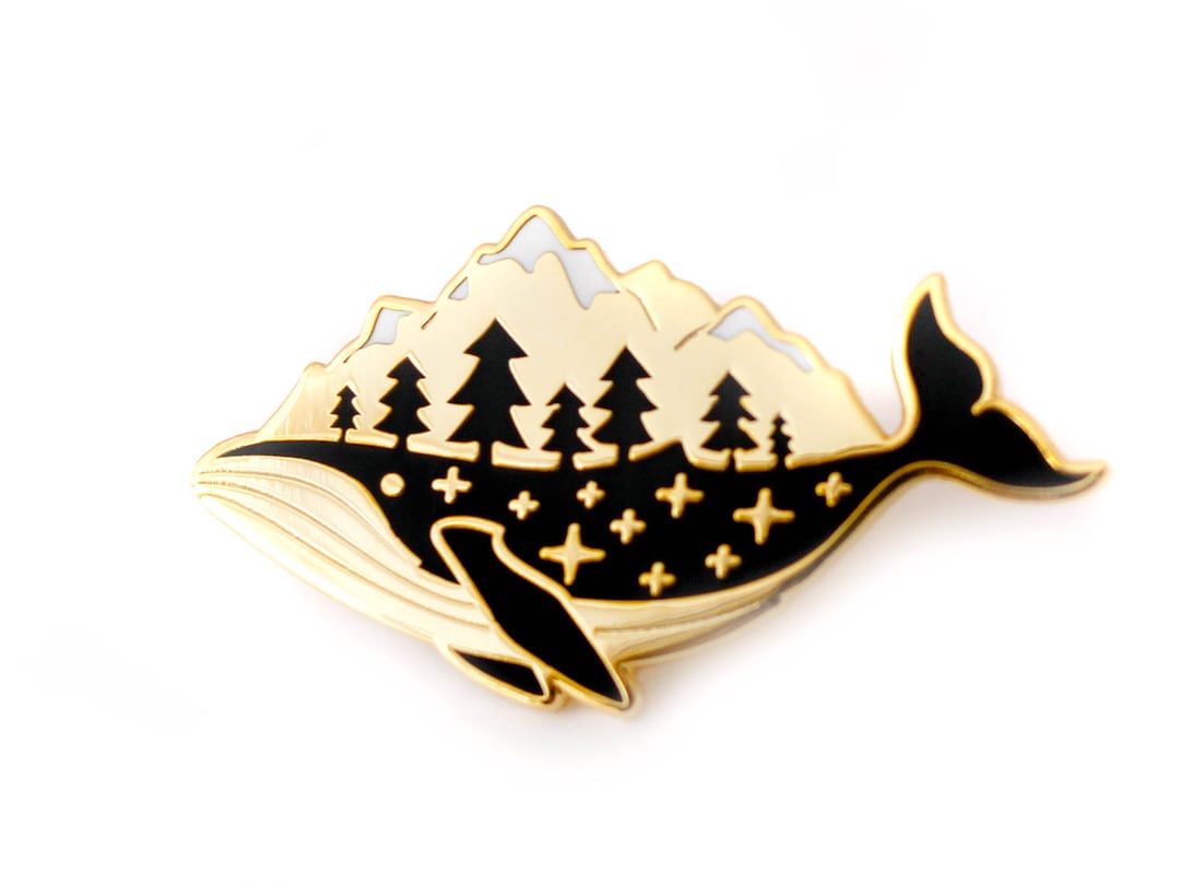 Gold Whale-derness Pin - Etsy