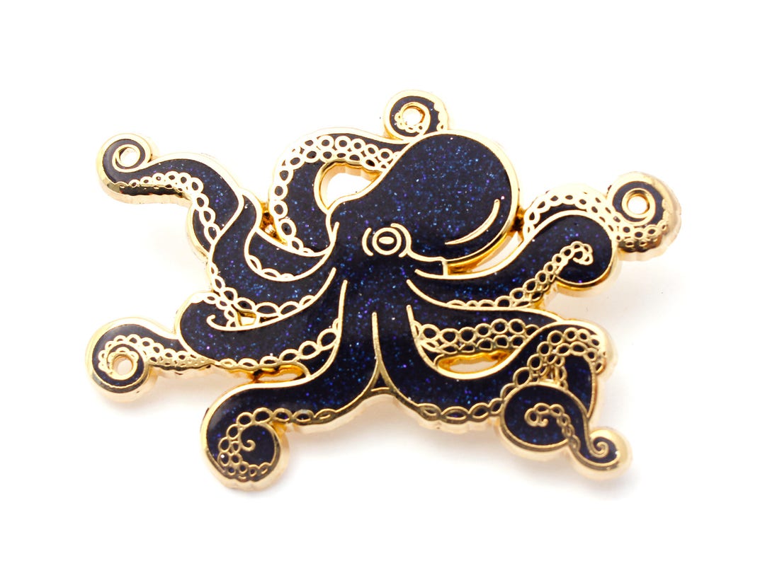 Octopus Pin - Midnight Glitter - Etsy