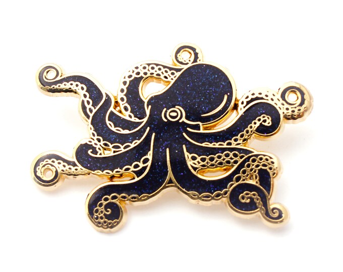 Octopus Pin Midnight Glitter | Etsy