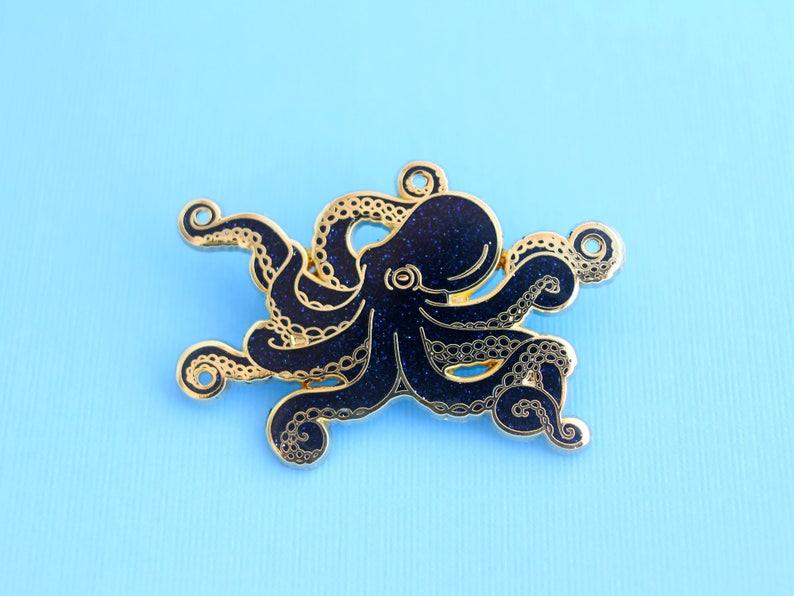 Octopus Pin Midnight Glitter - Etsy