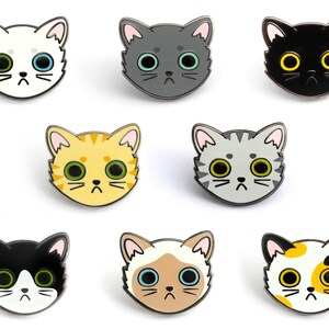 White Cat Face Pin - Etsy