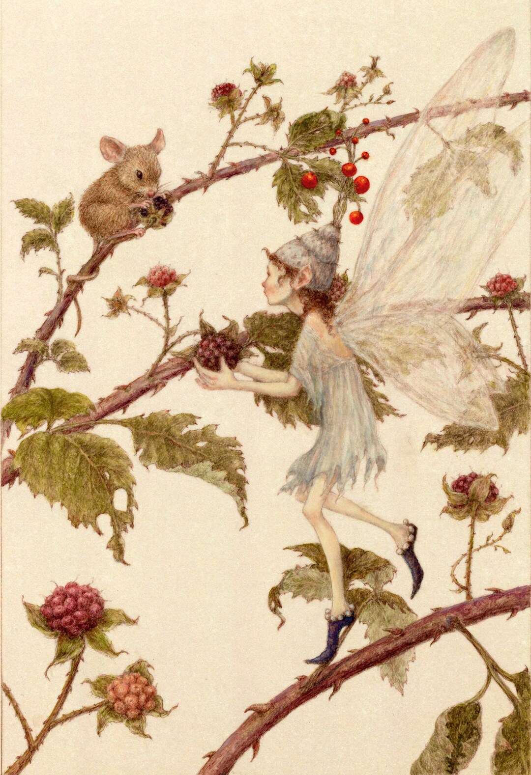 Berry Harvest, Fairy and Mouse, Blackberries, Giclee, Lauren Mills Art ...