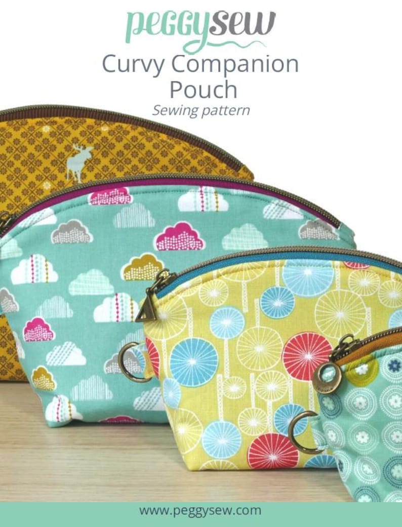 Curvy Companion, Zippered Pouch, Makeup Bag, Pattern, Sewing ...
