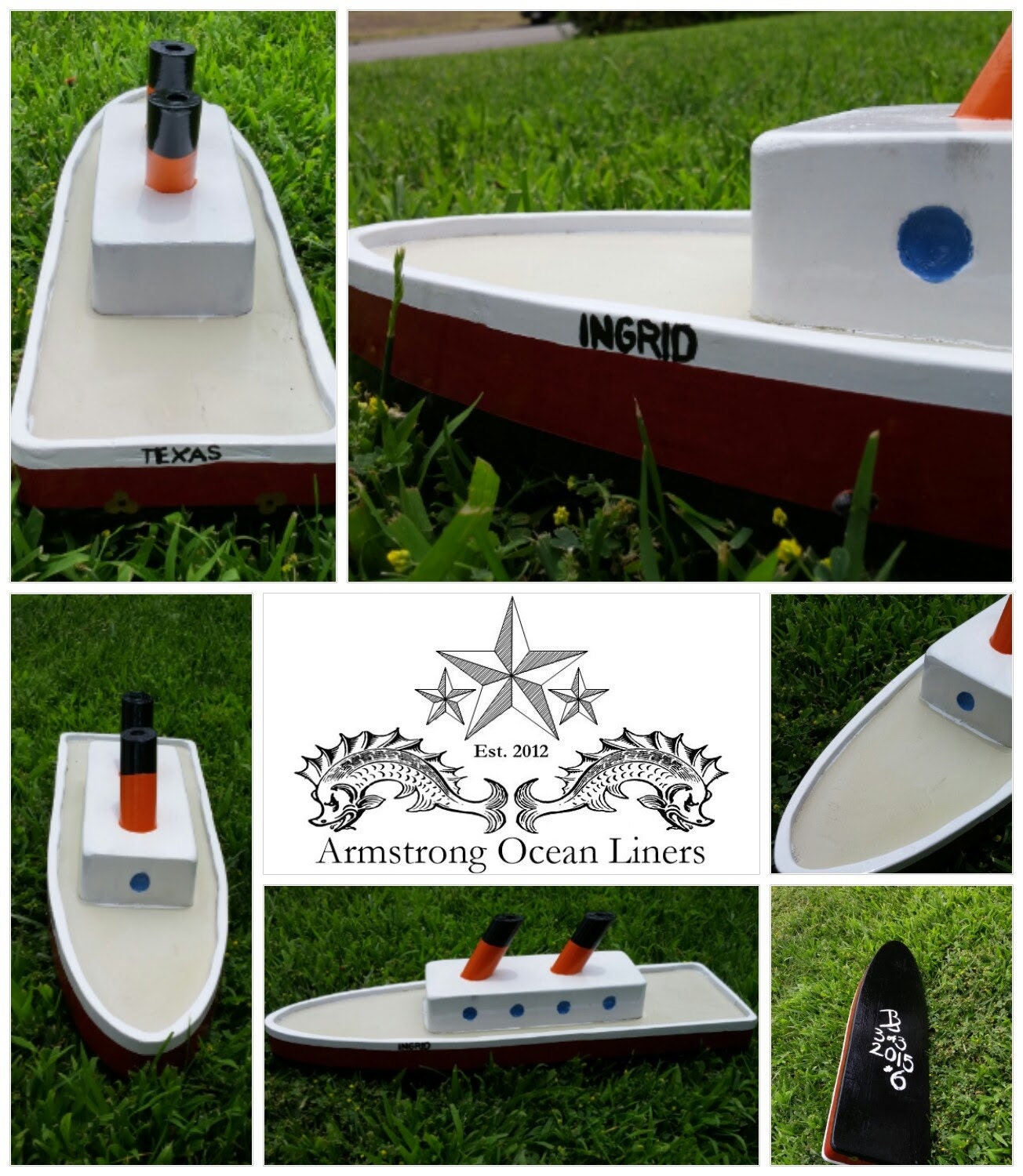 Ocean Liner 2 Funnel Handmade Wooden Ship - Etsy