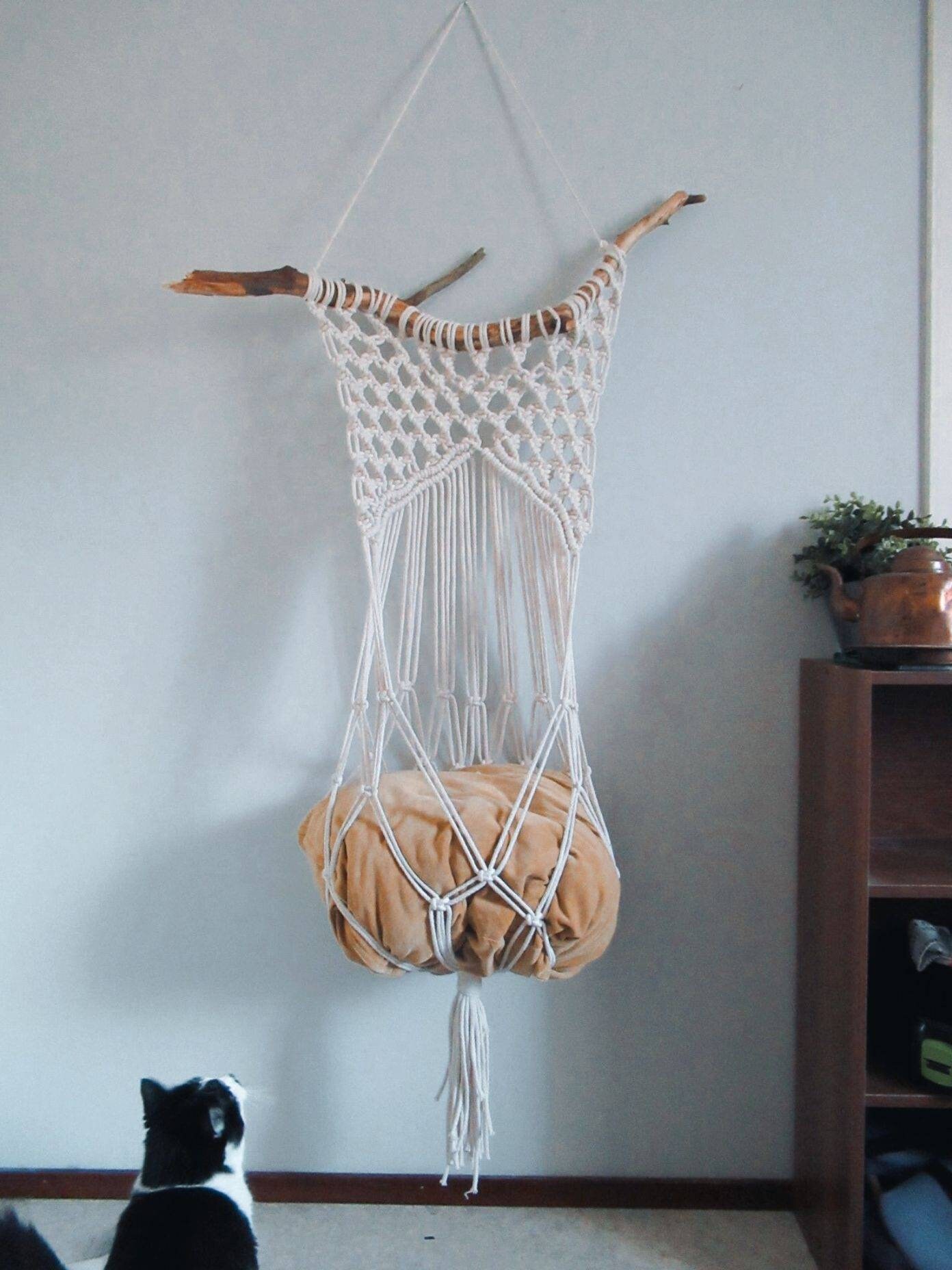 Mau-Kula Makrame Kissanpeti Macrame Cat Bed Hammock - Etsy España