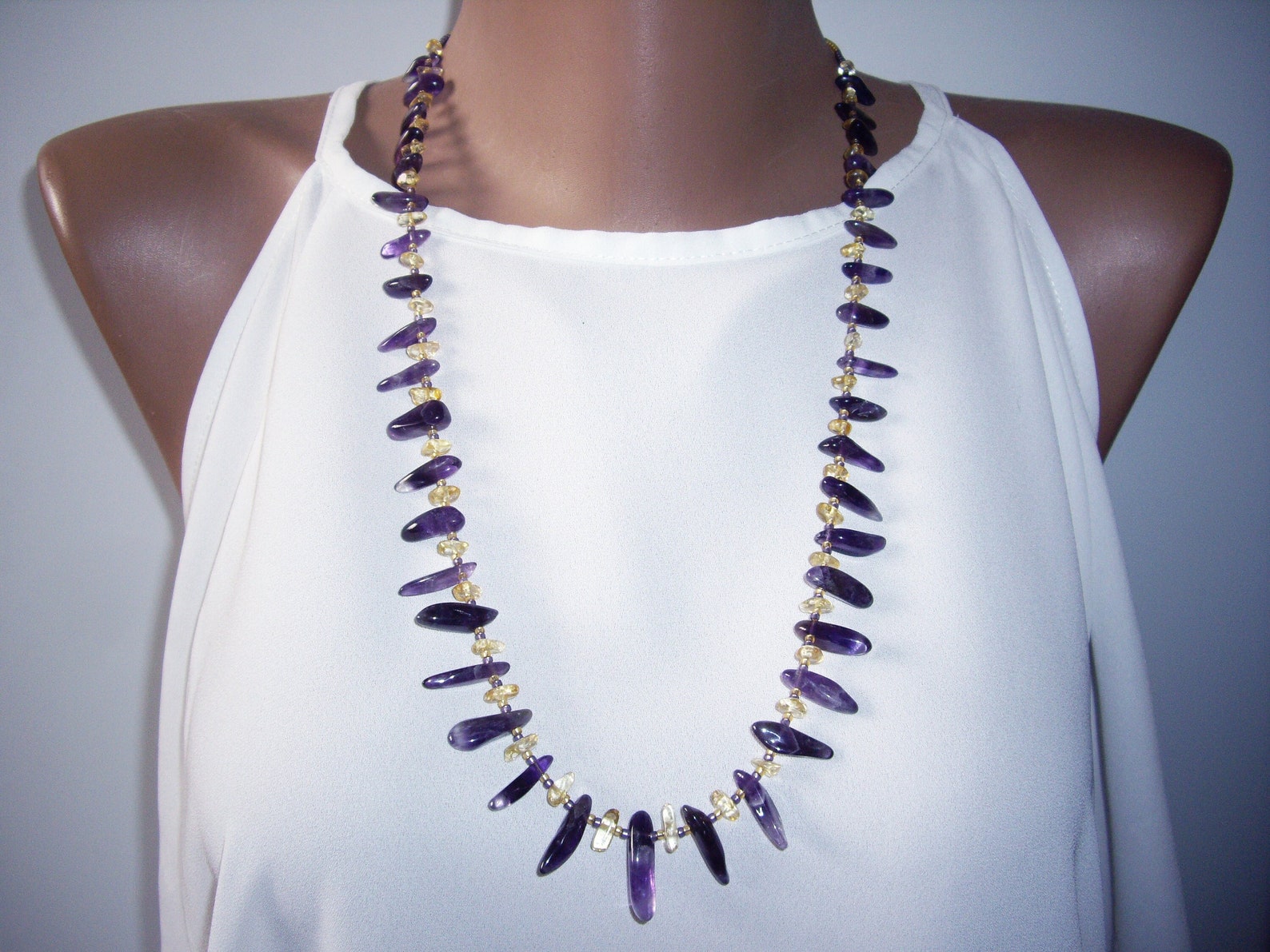 Long Statement Necklace Amethyst Necklace Purple Necklace - Etsy