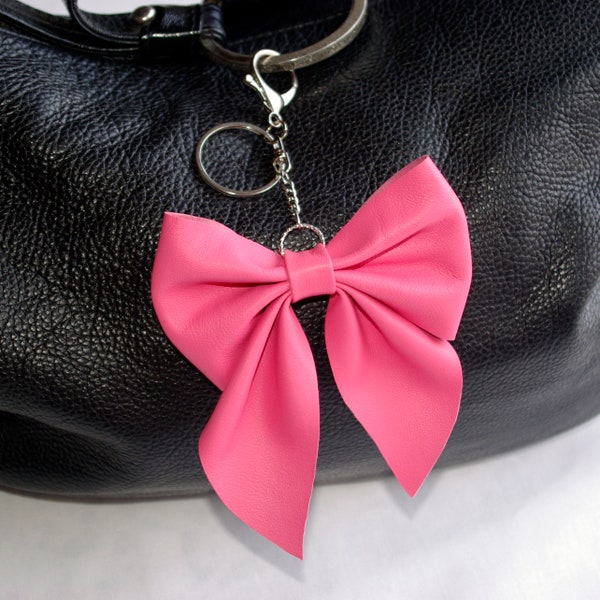 Hot Pink Bow Keychain - Etsy