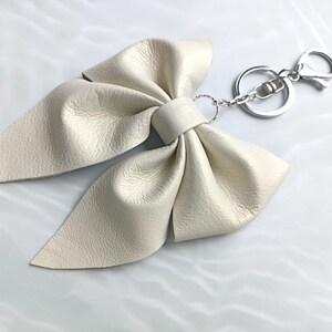 Creamy White Bow Leather Bag Charm - Purse Bow Charm - Handbag ...