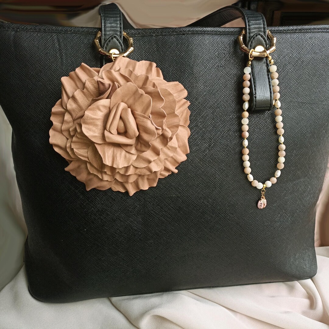 Leather Rose & Sunstone Bag Charm Set: Ladybug Purse Accessory - Etsy