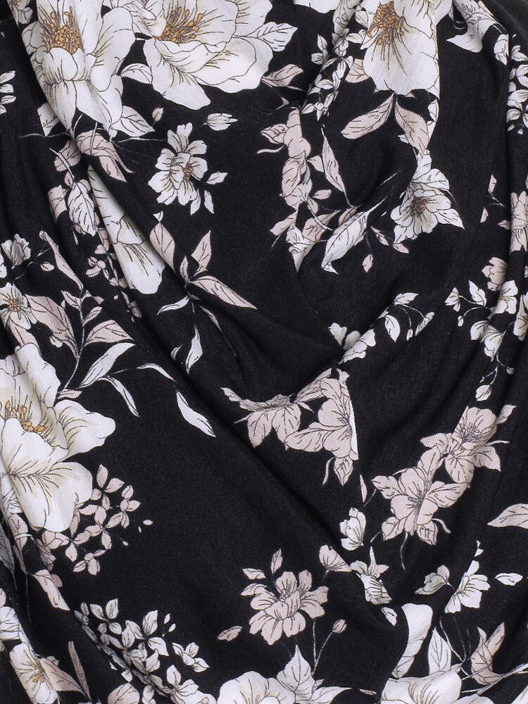Black Flower Print Instant Hijab, Premium Amira Ameera Jersey Hijab ...