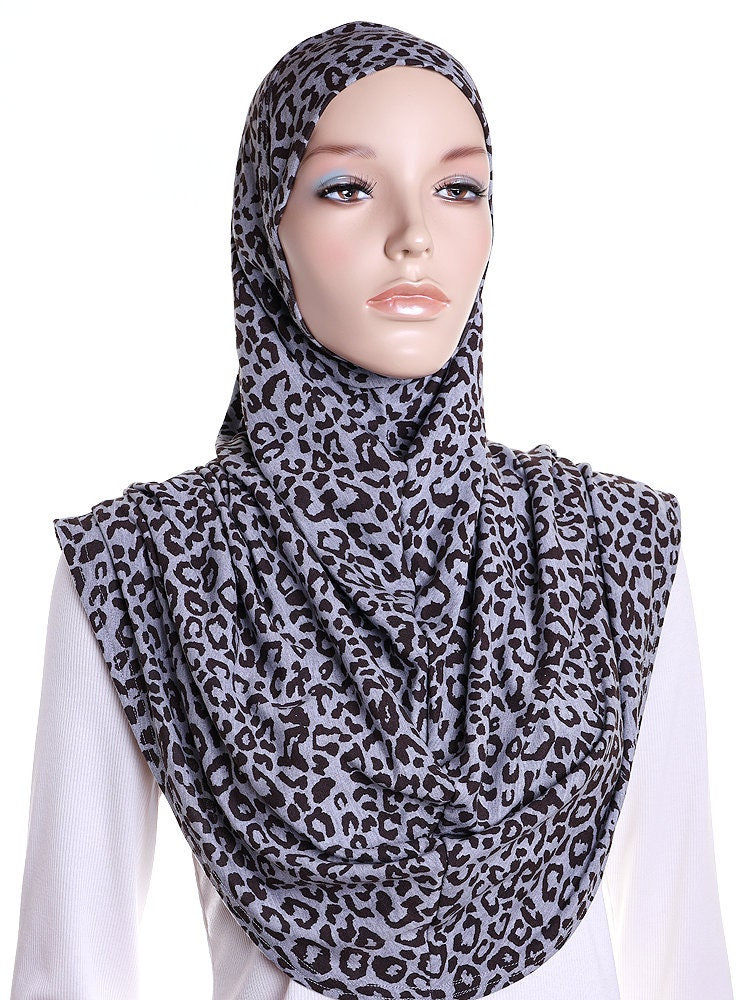 Grey Leopard Print Instant Hijab, Premium Amira Ameera Jersey Hijab ...