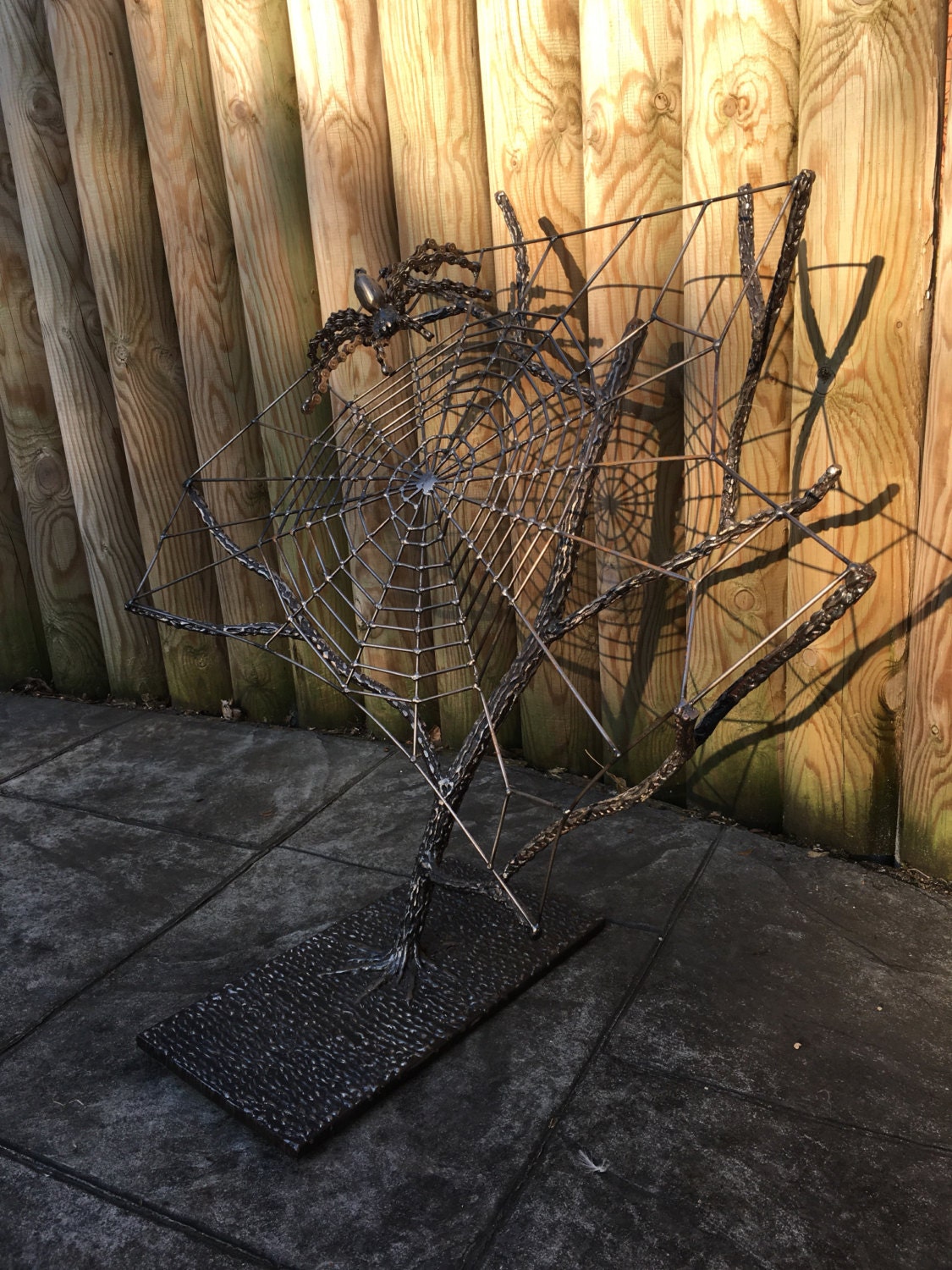Welded. Upcycled. Steel. Spider. Web. Garden. Art. Sculpture. Statue ...