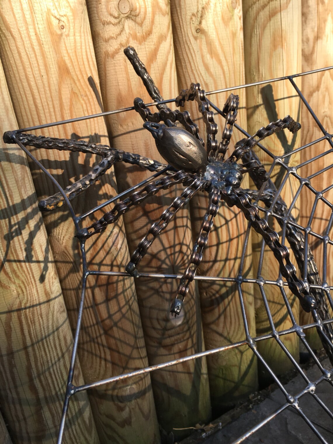 Welded. Upcycled. Steel. Spider. Web. Garden. Art. Sculpture. Statue ...