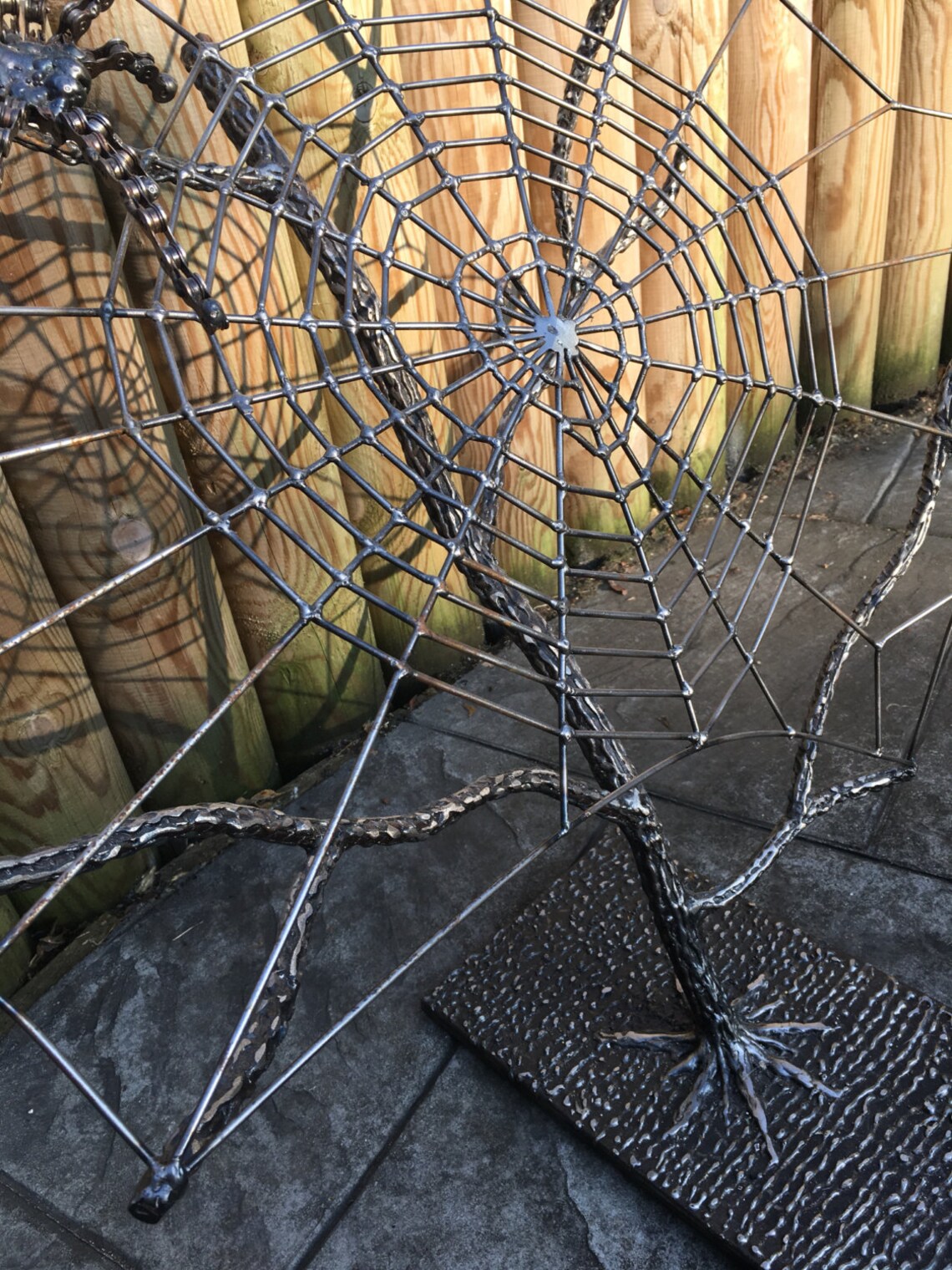 Welded. Upcycled. Steel. Spider. Web. Garden. Art. Sculpture. | Etsy UK