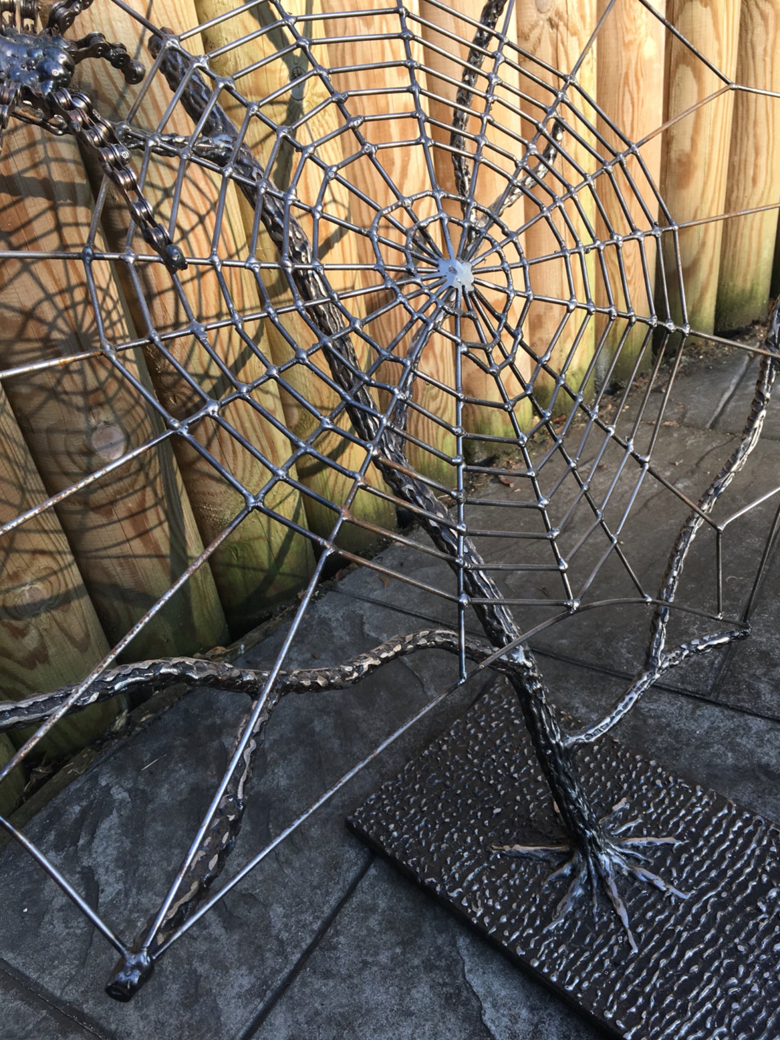 Welded. Upcycled. Steel. Spider. Web. Garden. Art. Sculpture. Statue ...