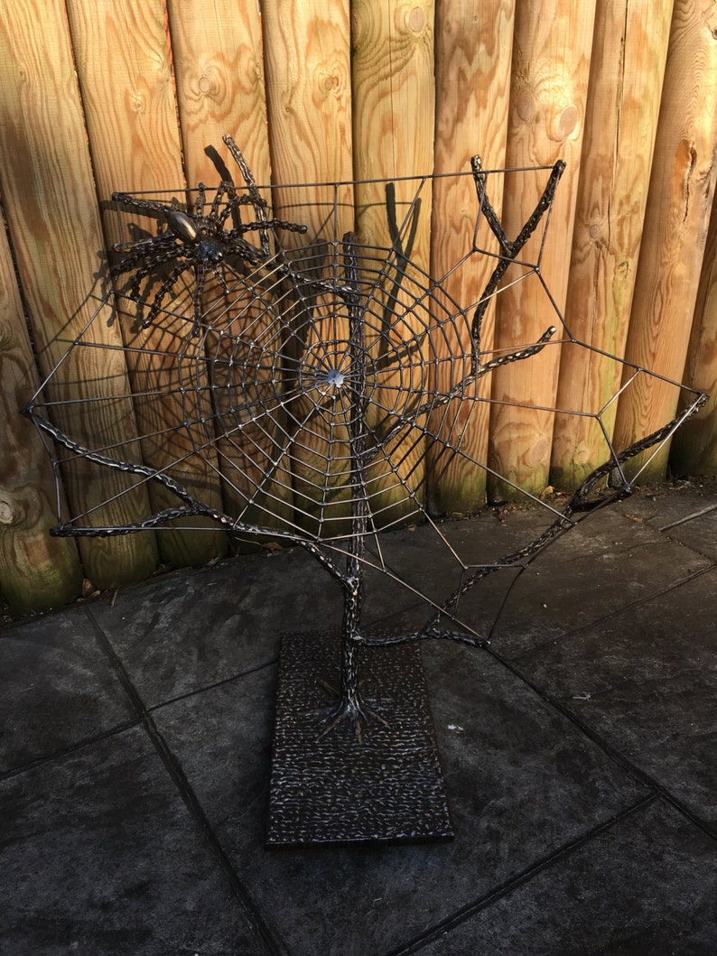 Welded. Upcycled. Steel. Spider. Web. Garden. Art. Sculpture. Statue ...