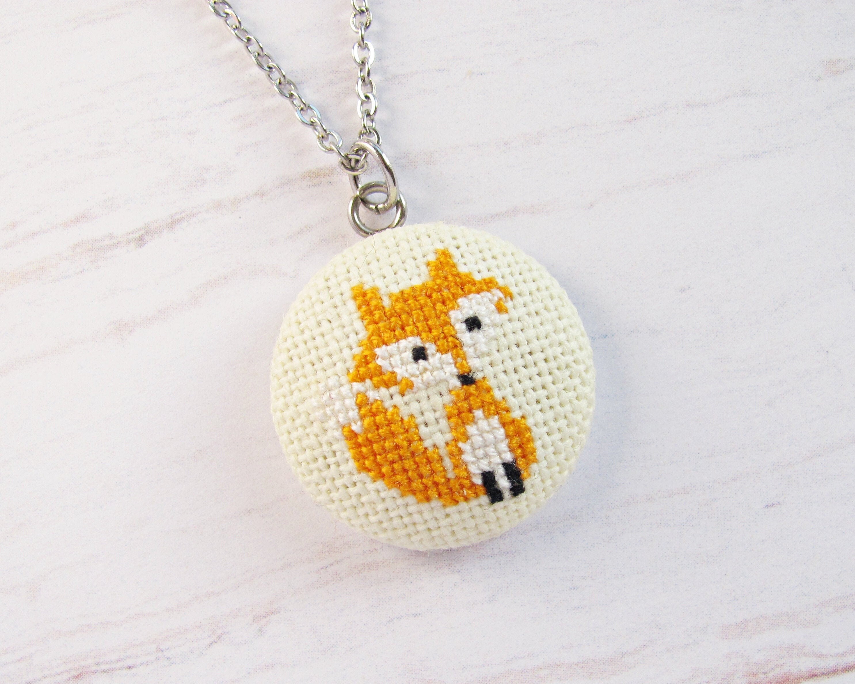 Sitting Fox Necklace for Mother, Orange Fox, Red Fox Necklace Woodland ...
