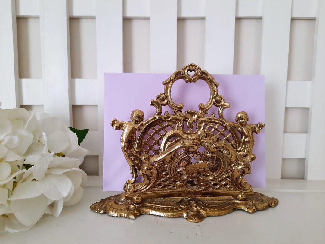Vintage Victorian Brass Letter Holder Openwork Cast Brass Desktop ...