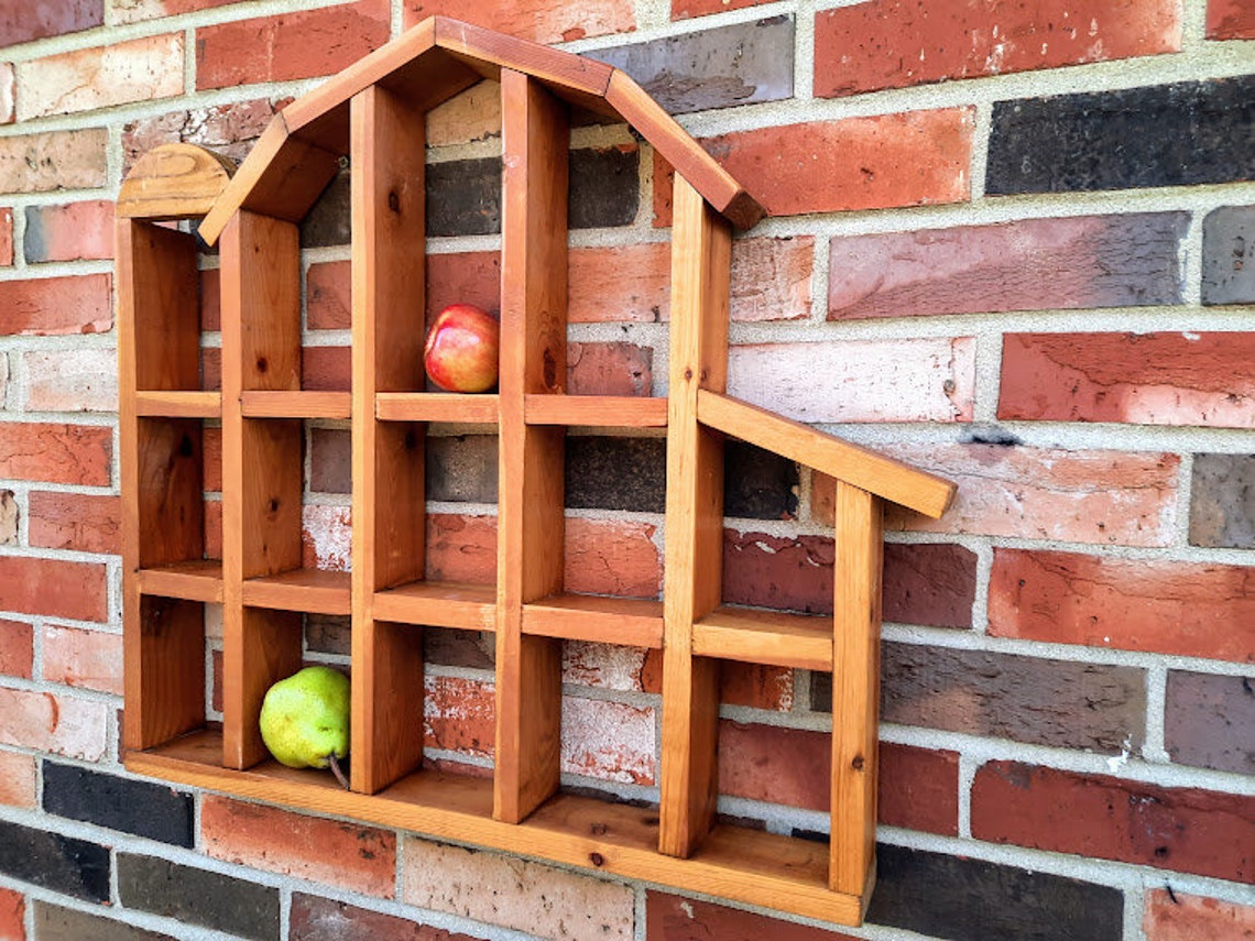 Barn Shaped Shadow Box LARGE Open Work Display Shelf 14 - Etsy