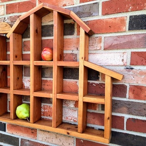 Barn Shaped Shadow Box LARGE Open Work Display Shelf 14 Compartments to ...