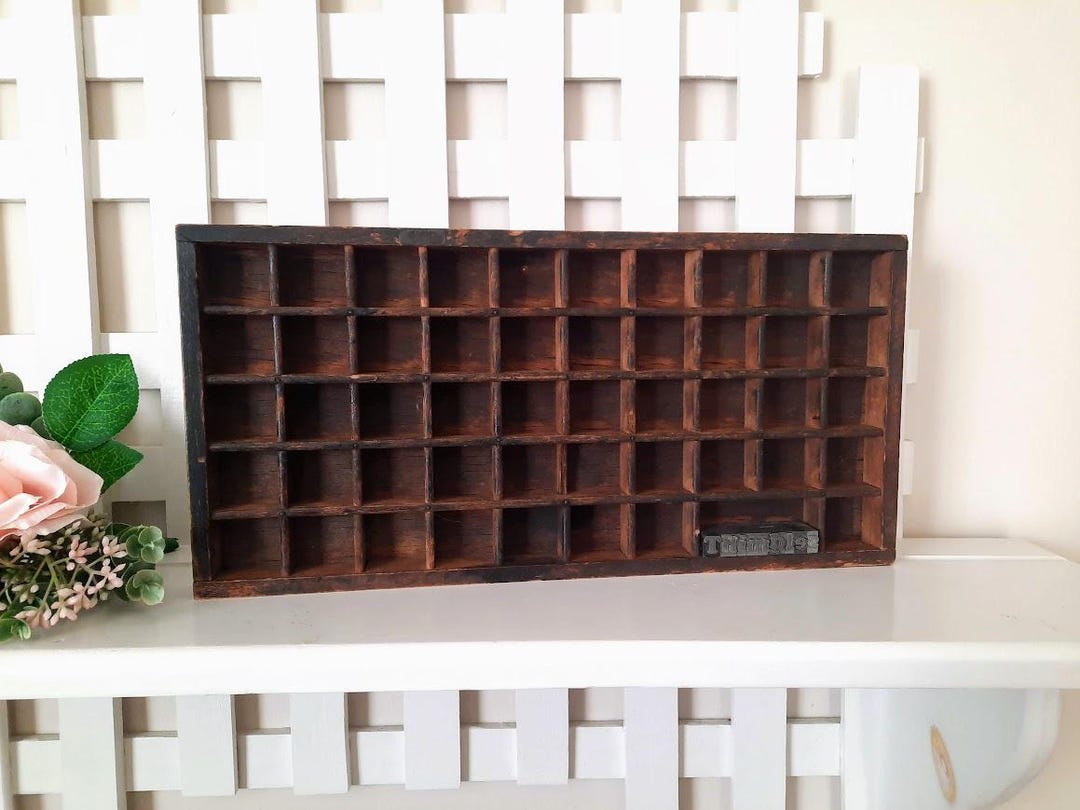 Vintage THIMBLE Display Rack Holds 48 Thimbles Antique Printer Tray ...