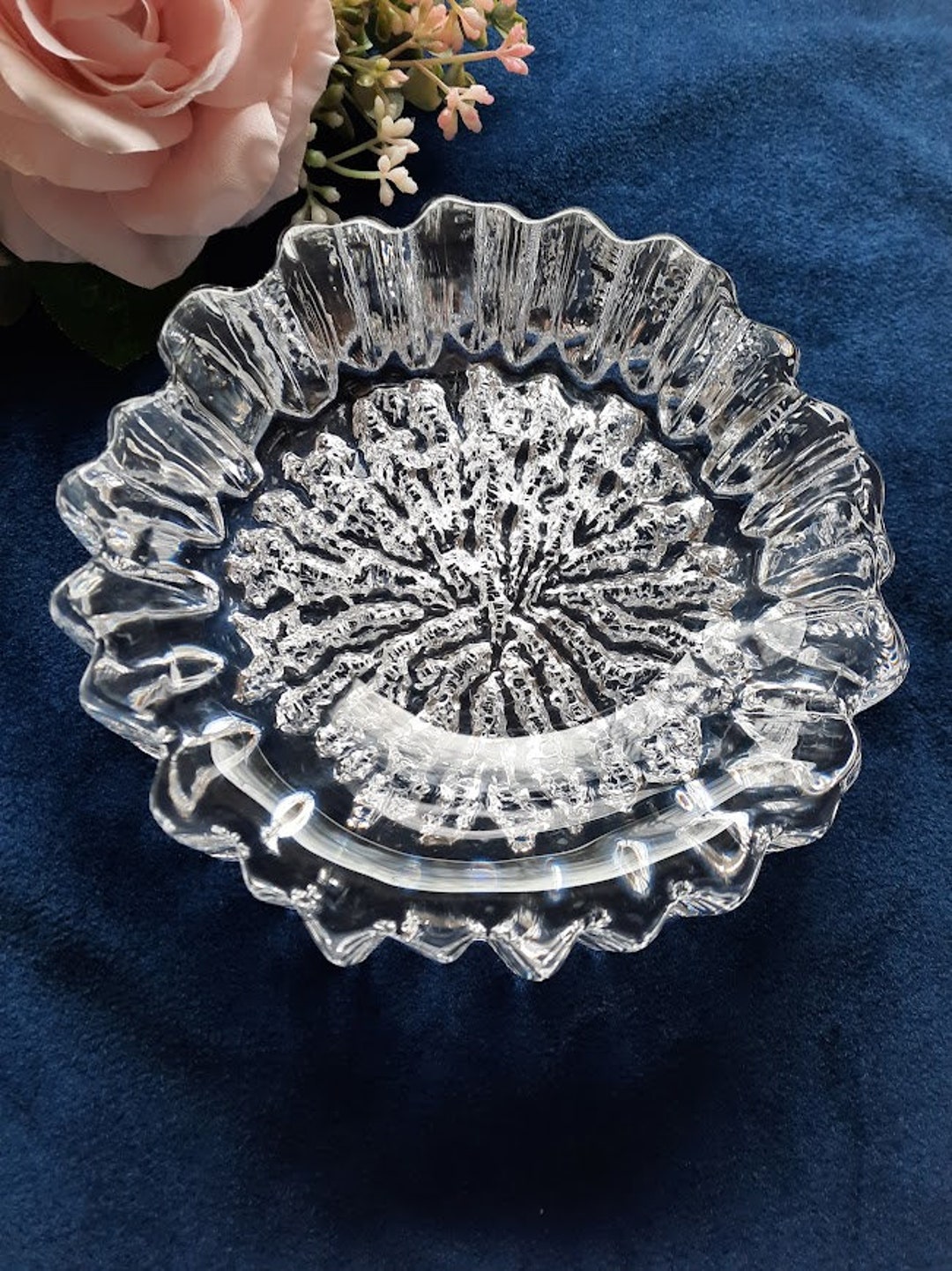 Vintage Crystal Beveled Glass Dish Heavy Weight Decorative Bowl - Etsy