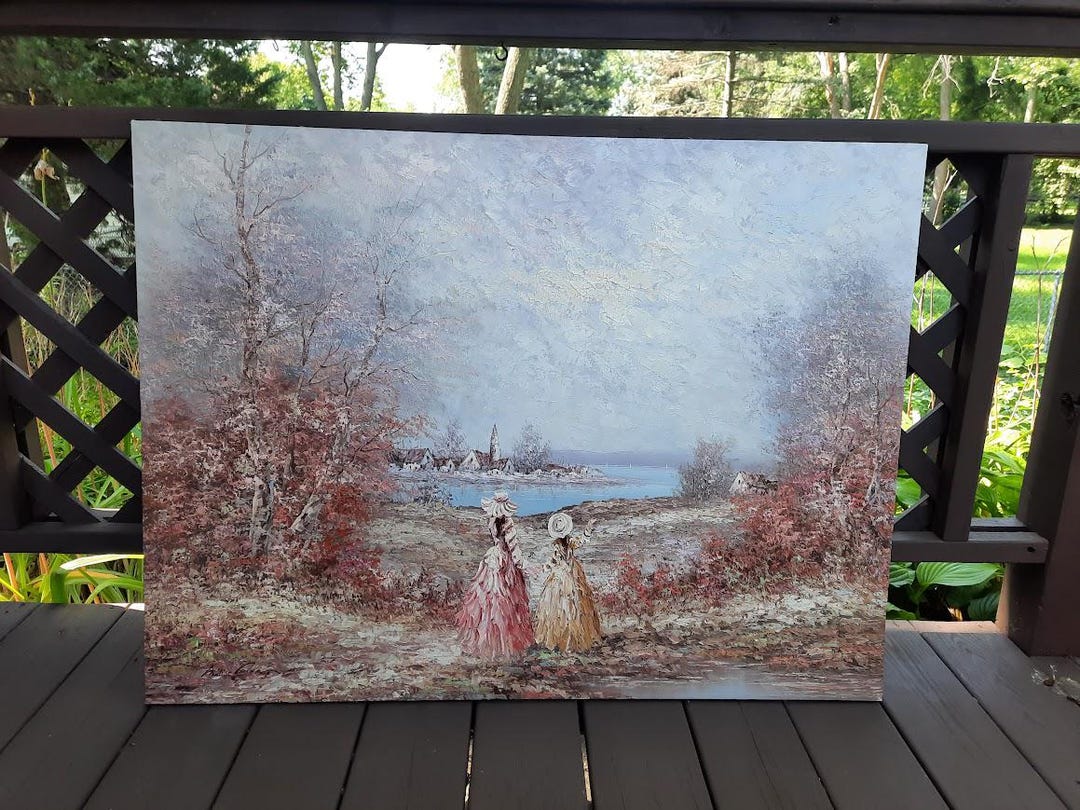 Victorian Landscape Original Impressionism Painting Large Textured ...