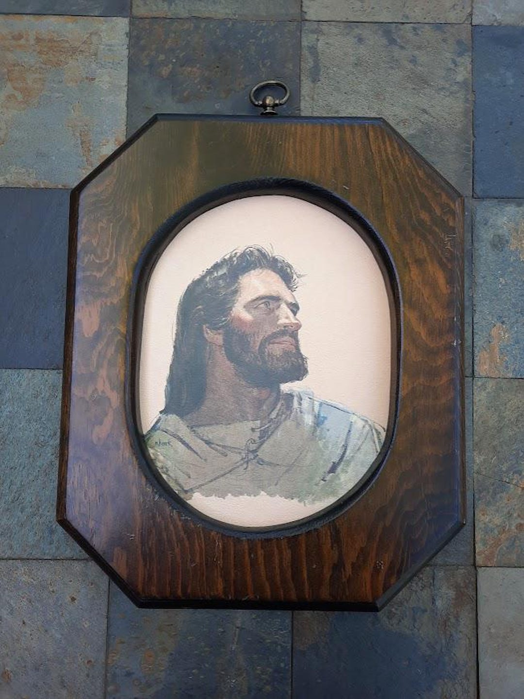 Vintage Jesus Art Print THE CHRIST by R. Hook 1962 Textured Lithograph ...