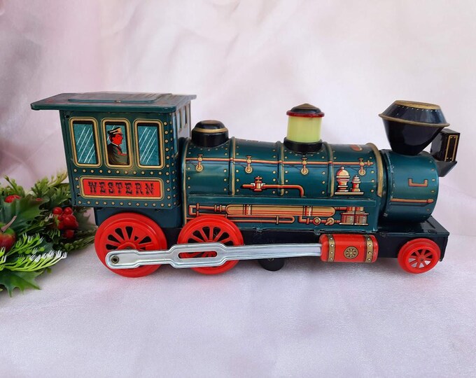 Vintage Toy Train MODERN TOYS Tin Western Locomotive Battery Operated ...