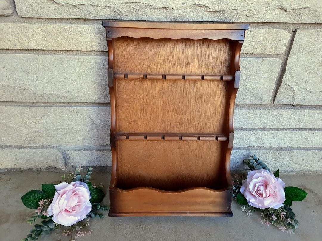 Vintage Wooden Souvenir Spoon Rack Holds 12 Spoons Mid Century Kitchen ...