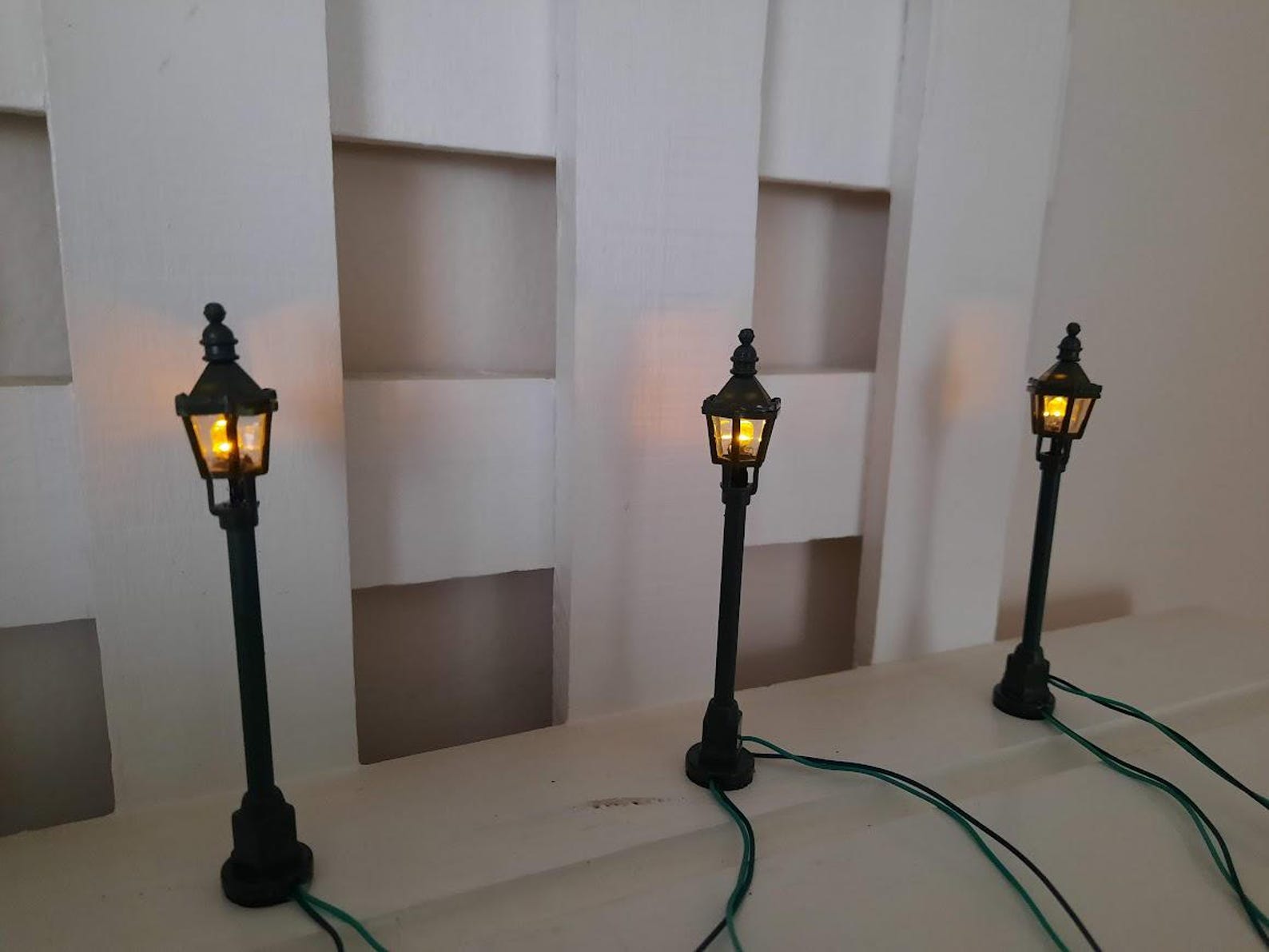 Christmas Village 3" Street Lamps Battery Powered Old English Style ...
