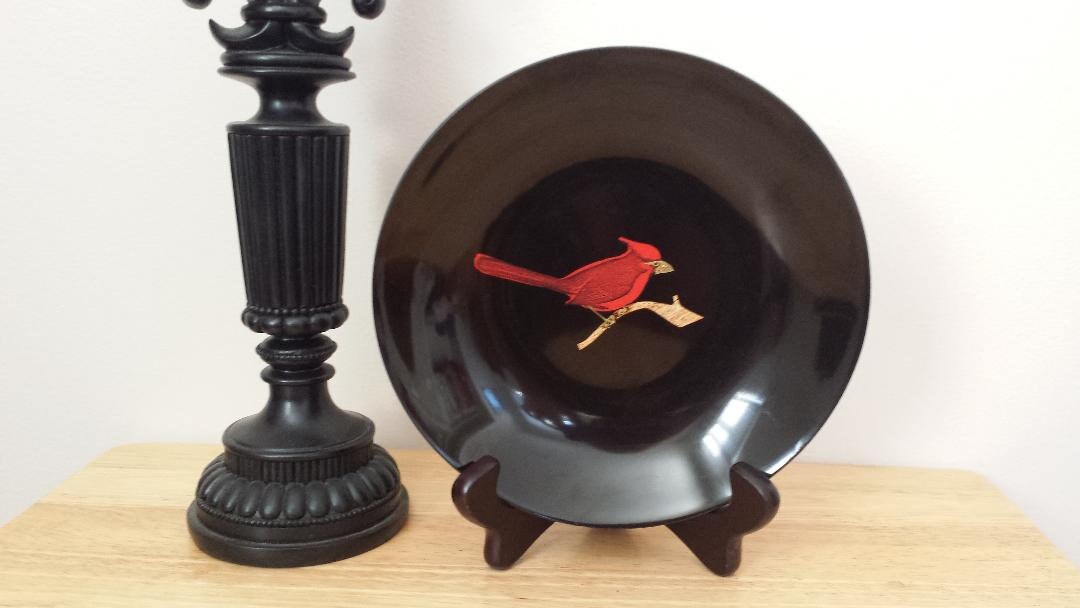 Vintage Couroc Red Cardinal Bowl Black Lacquered Bowl With - Etsy