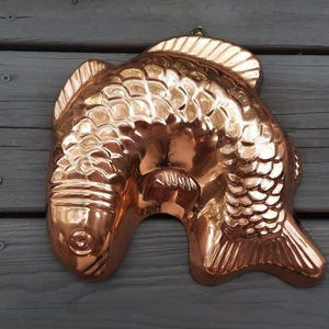 Vintage Copper Mold Jumping Fish Seashell Heart Scalloped Oval Fish ...