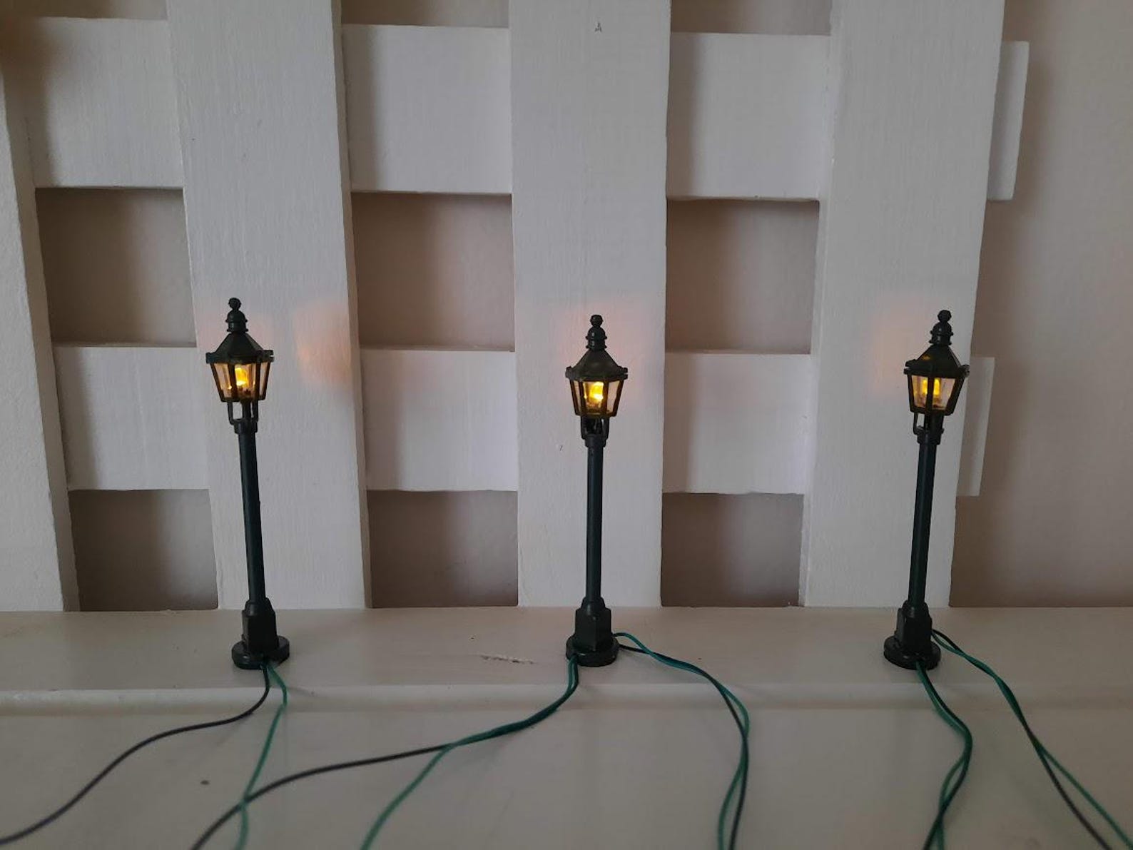 Christmas Village 3" Street Lamps Battery Powered Old English Style ...