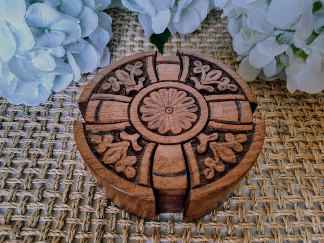 Cross Puzzle Box Hand Carved Wooden Toy Made in India Handsome Home ...