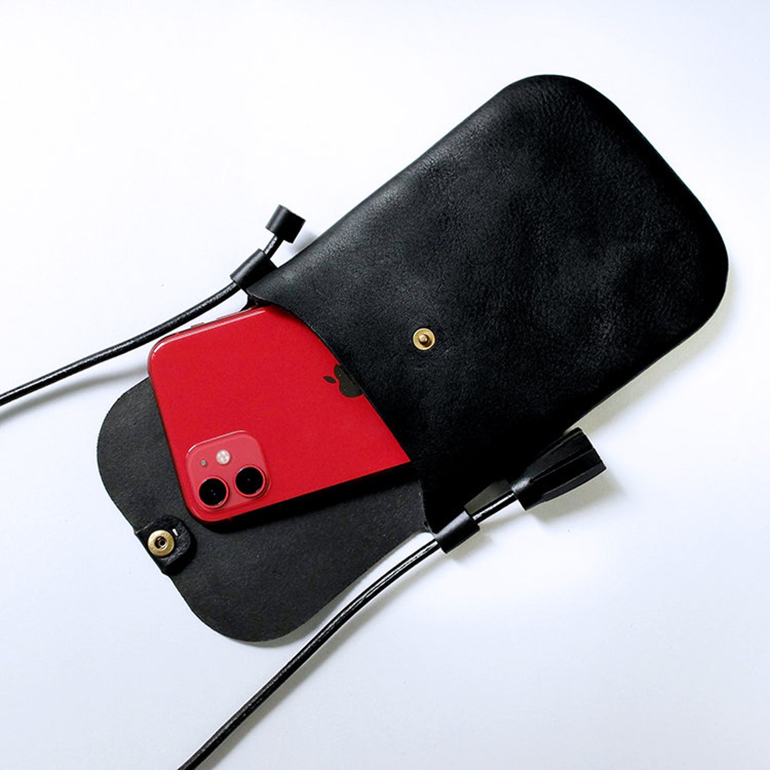 Leather Phone Bag _black, Leather Phone Case, Travel Leather Bag, Walk ...