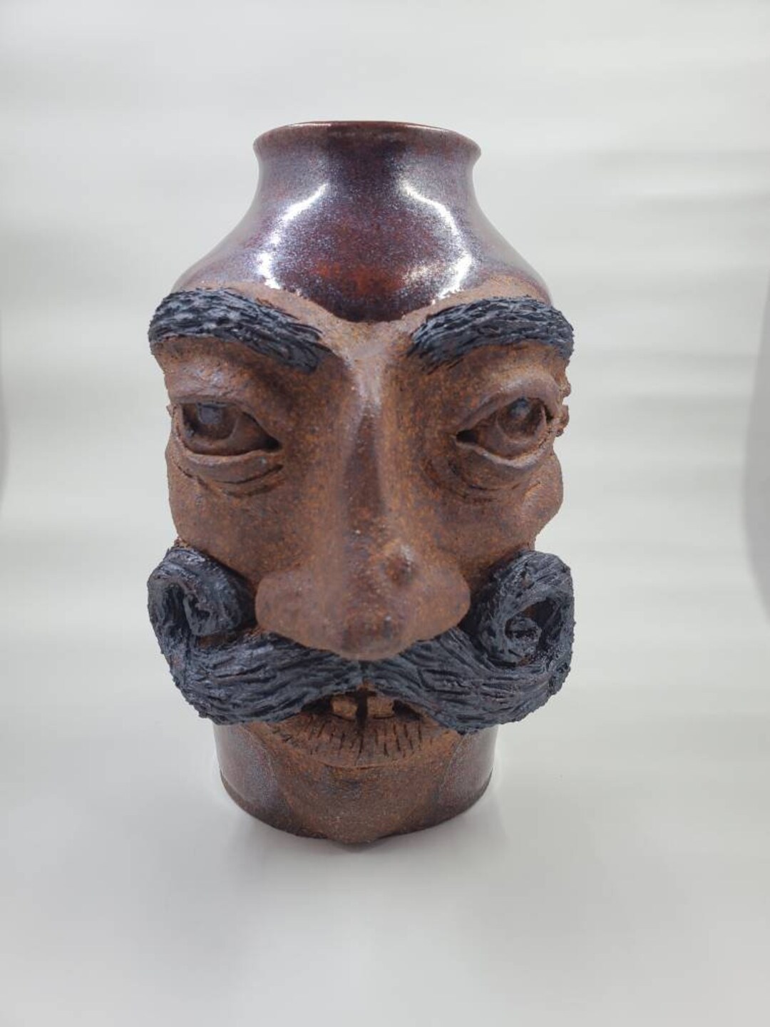 Man With Fantastic Mustache, Sculpture on Vase - Etsy