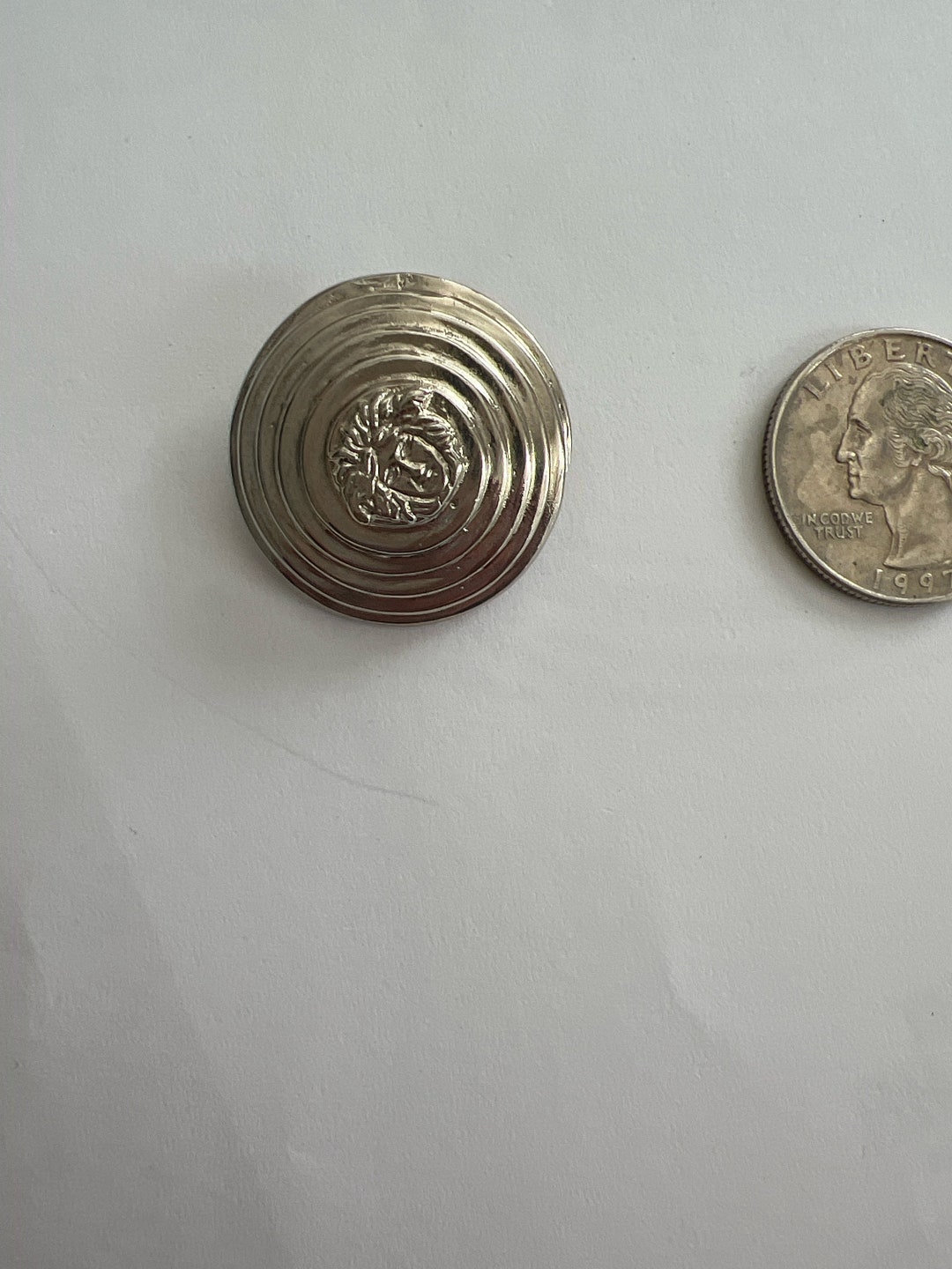 Gianni Versace 6 Vintage Silver Buttons Round Unisex Conic Shape Medusa ...
